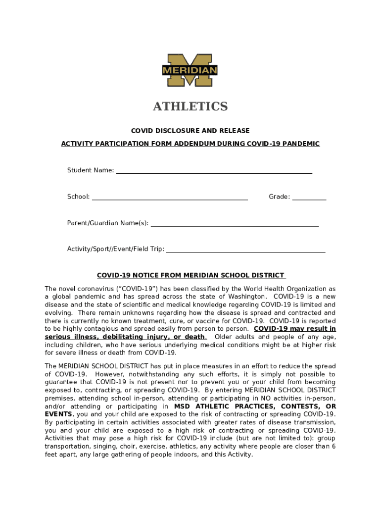 COVID-19 - School Activities Student Permission ... Doc Template ...