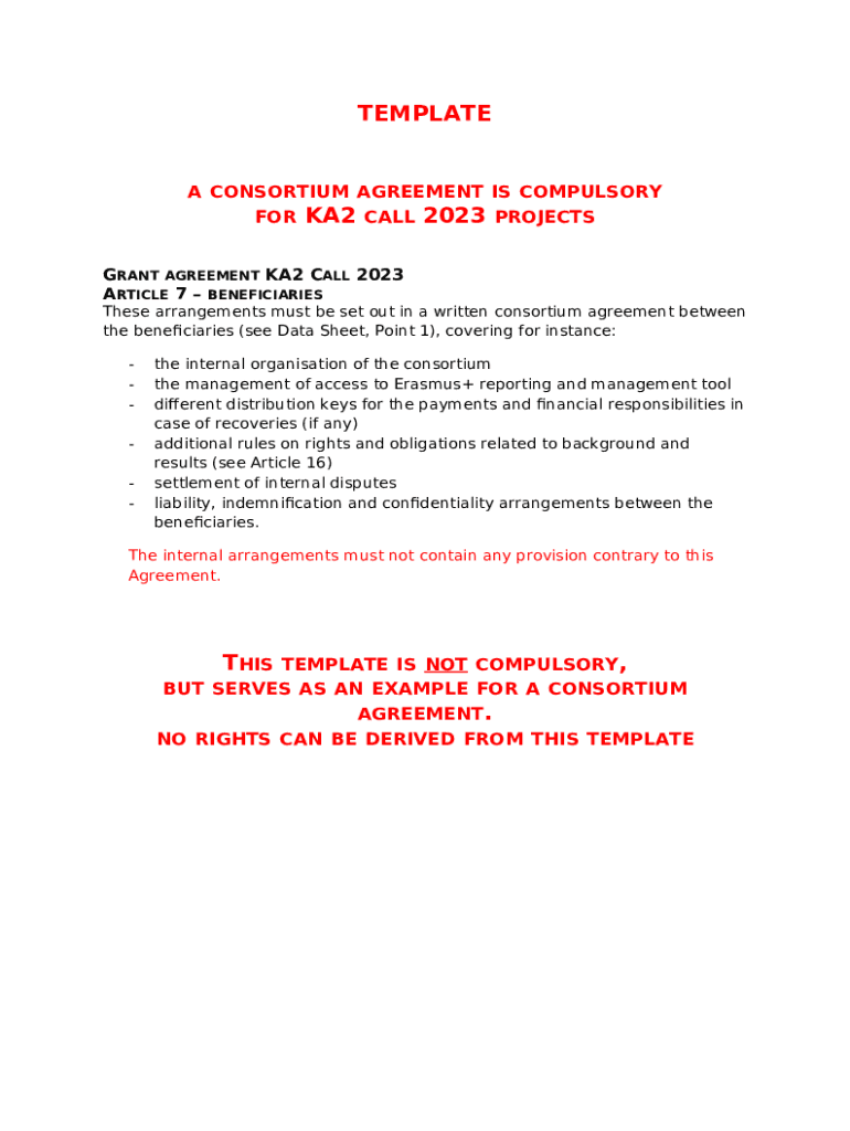 template a consortium agreement is compulsory for KA2 call ... Doc ...