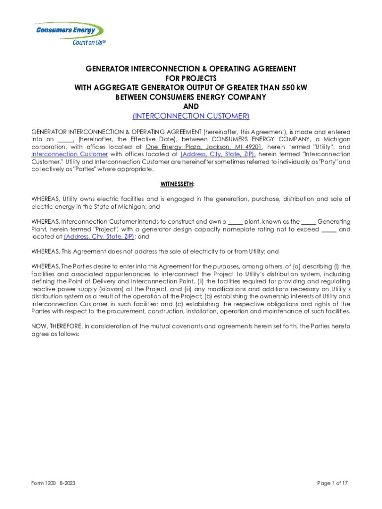 Fillable Online Generator Interconnection and Operating Agreement Fax Email Print - pdfFiller