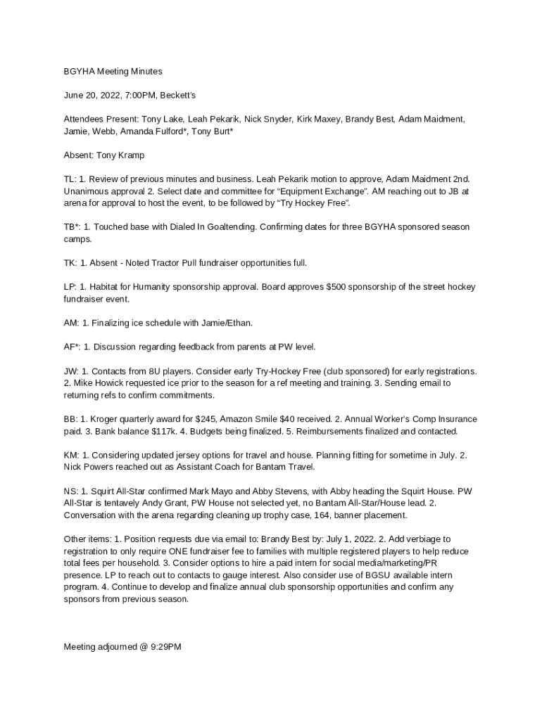 Attendees Present: Tony Lake, Leah Pekarik, Nick Snyder, Kirk Maxey ...