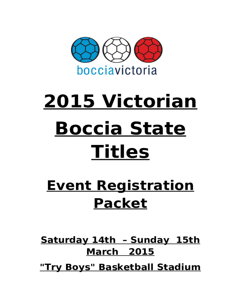 2015 Victorian Boccia State Titles Event Registration ... Doc Template ...
