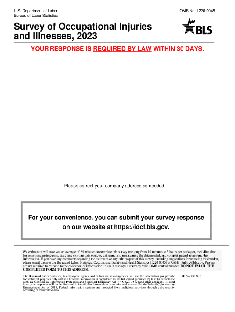 Fillable Online BLS 9300 Survey of Occupational Injuries and Illnesses ...