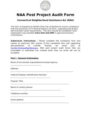 NAA Post Project Audit Connecticut ... Doc Template | pdfFiller