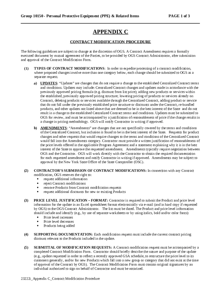 Appendix CContract Modification Request and ... - ogs ny Doc Template | pdfFiller