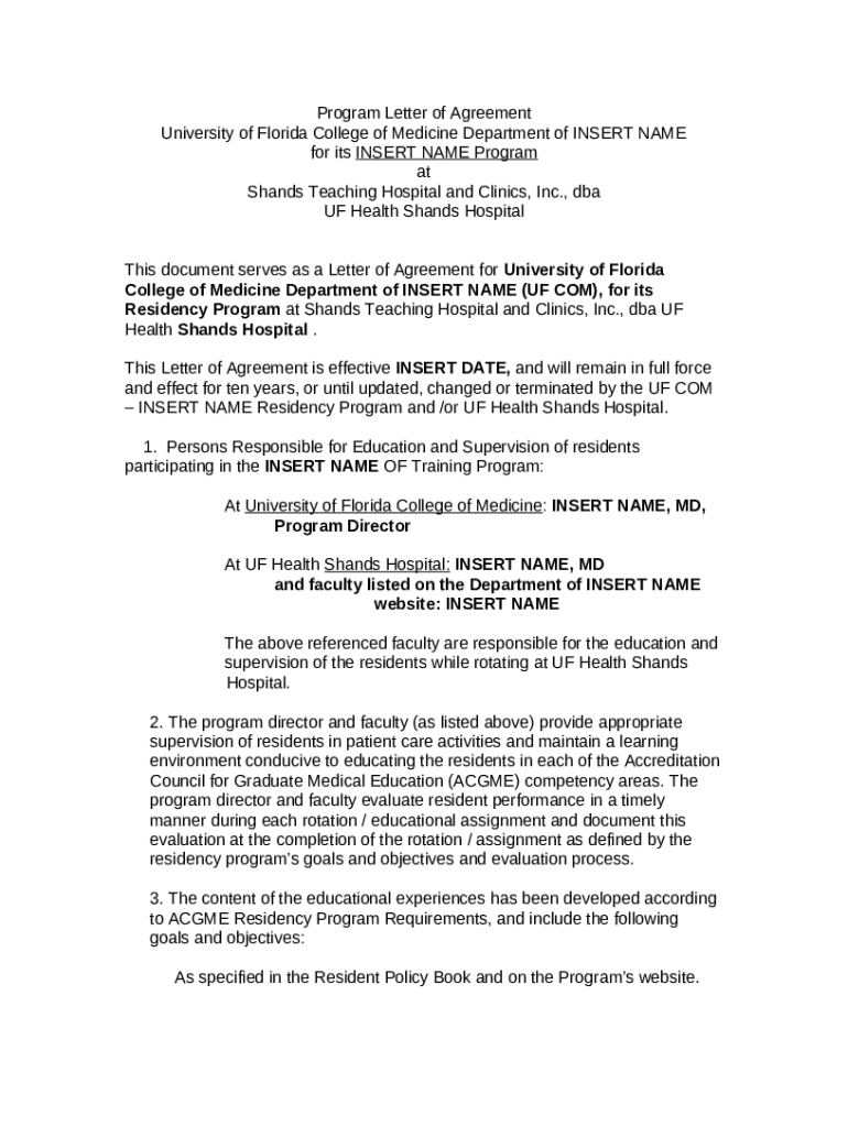 Program Letter of Agreement - UF Graduate Medical Education - gme med ...