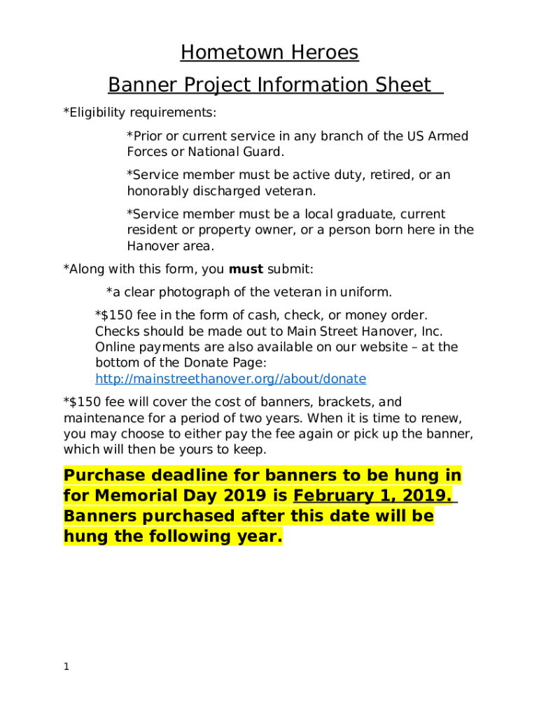 Hometown Heroes Military Banner Recognition Program Doc Template ...