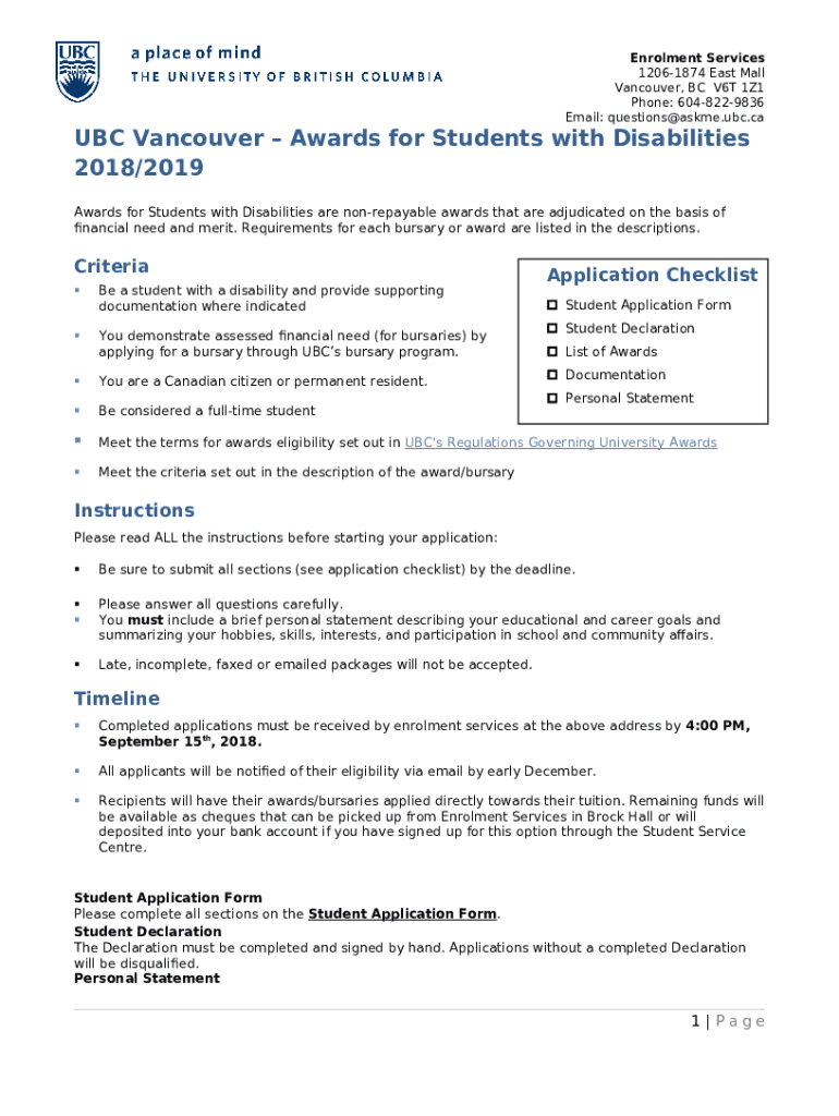 Awards for students with disabilities - UBC Student Services - students ...