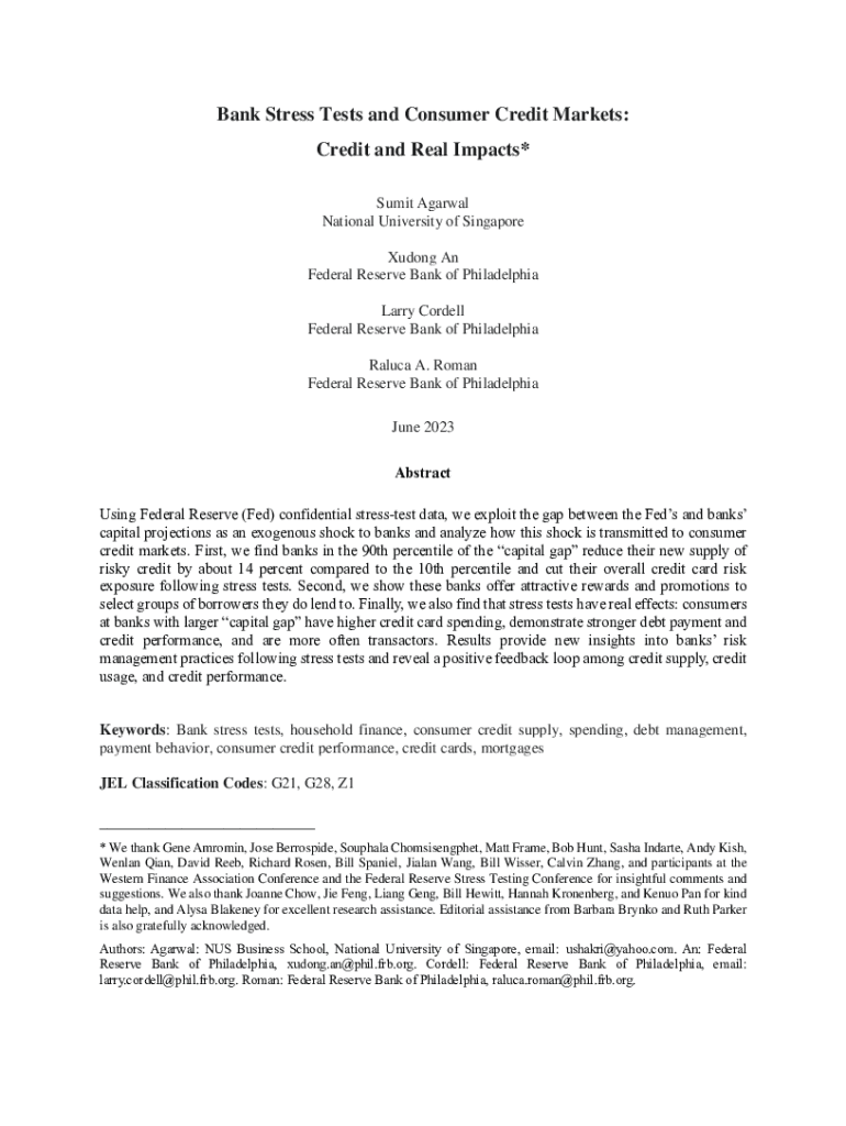 Fillable Online Bank Stress Test Results and Their Impact on Consumer ...