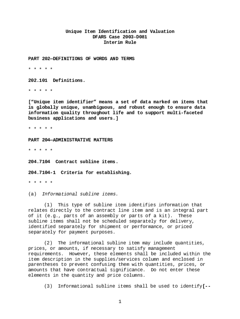 Integrated List of Existing Item Unique Identification (IUID ... Doc ...