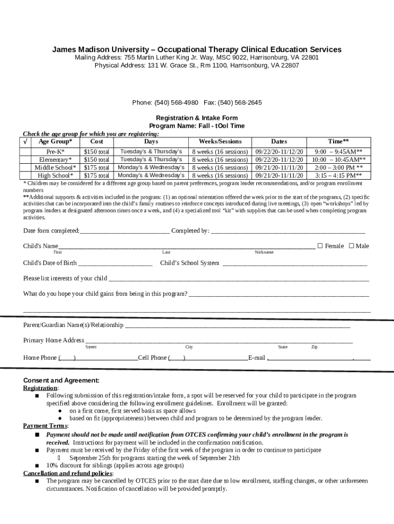 JMU Occupational Therapy Clinical Education Services ... Doc Template ...