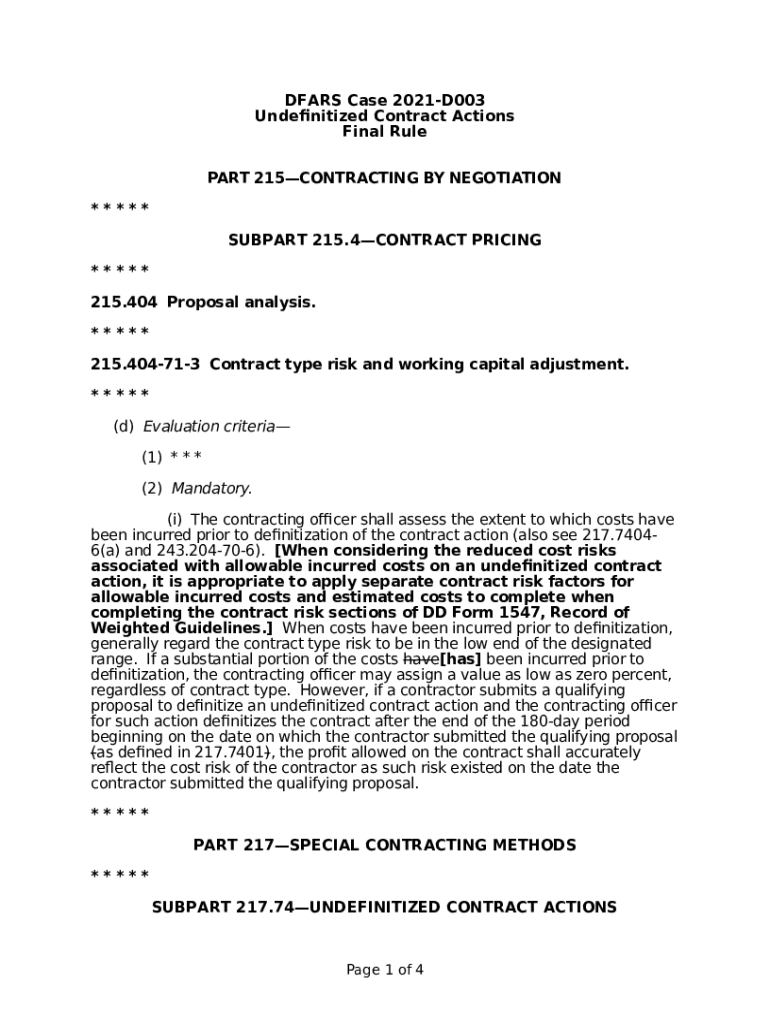 PART 215-CONTRACTING BY NEGOTIATION Doc Template | pdfFiller