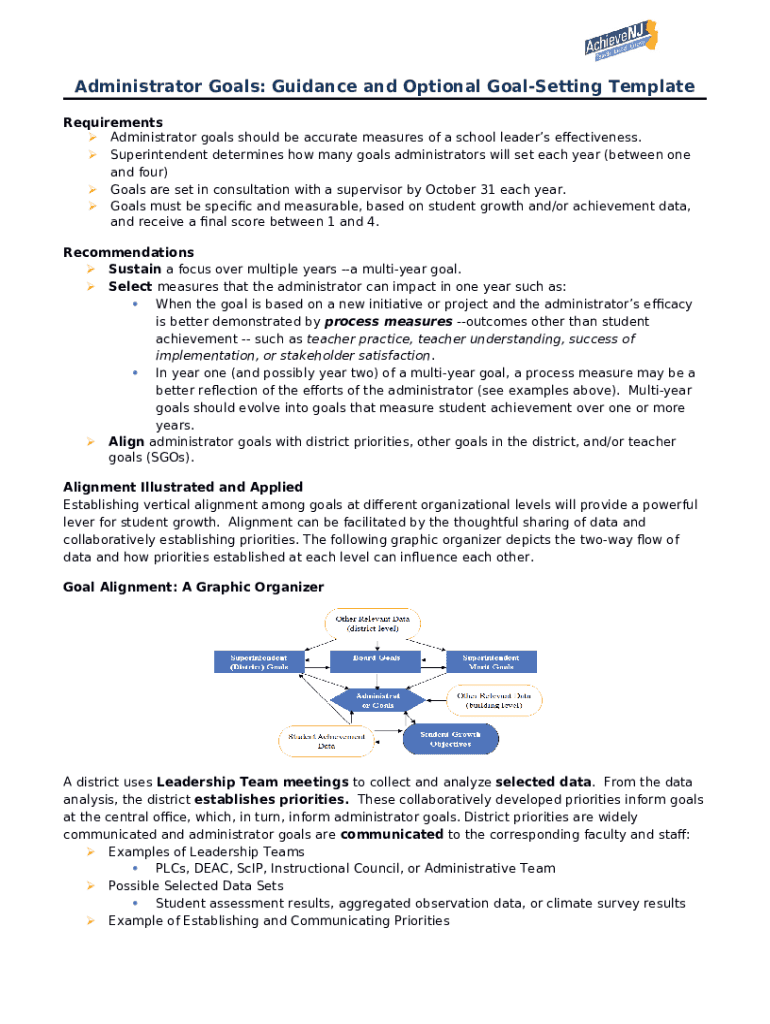 Administrator Goal-Setting Template Doc Template | pdfFiller
