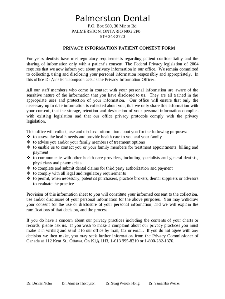 PRIVACY INATION PATIENT CONSENT Doc Template | pdfFiller