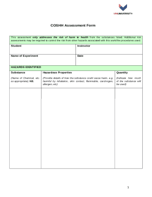 Appendix 3 Blank COSHH Doc Template | pdfFiller