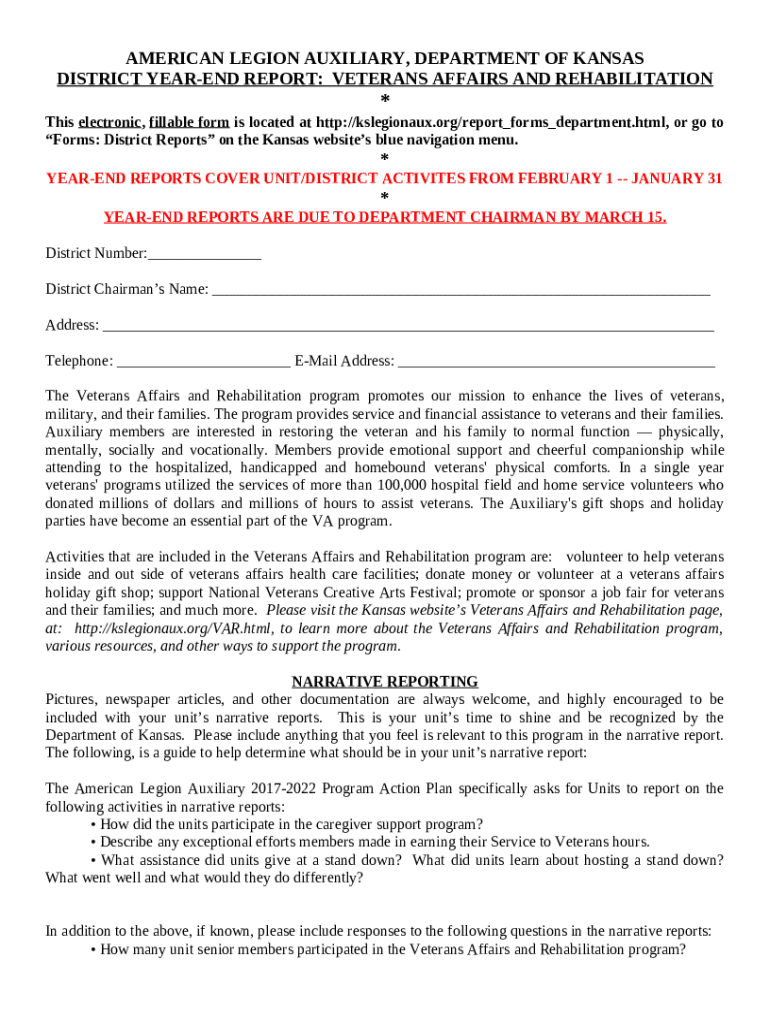 district chairperson report s - American Legion Auxiliary Doc Template ...