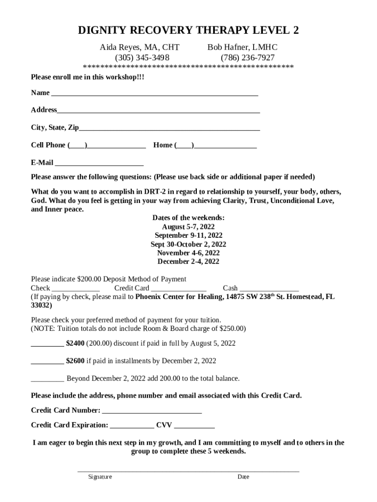 dignity recovery therapy Doc Template | pdfFiller