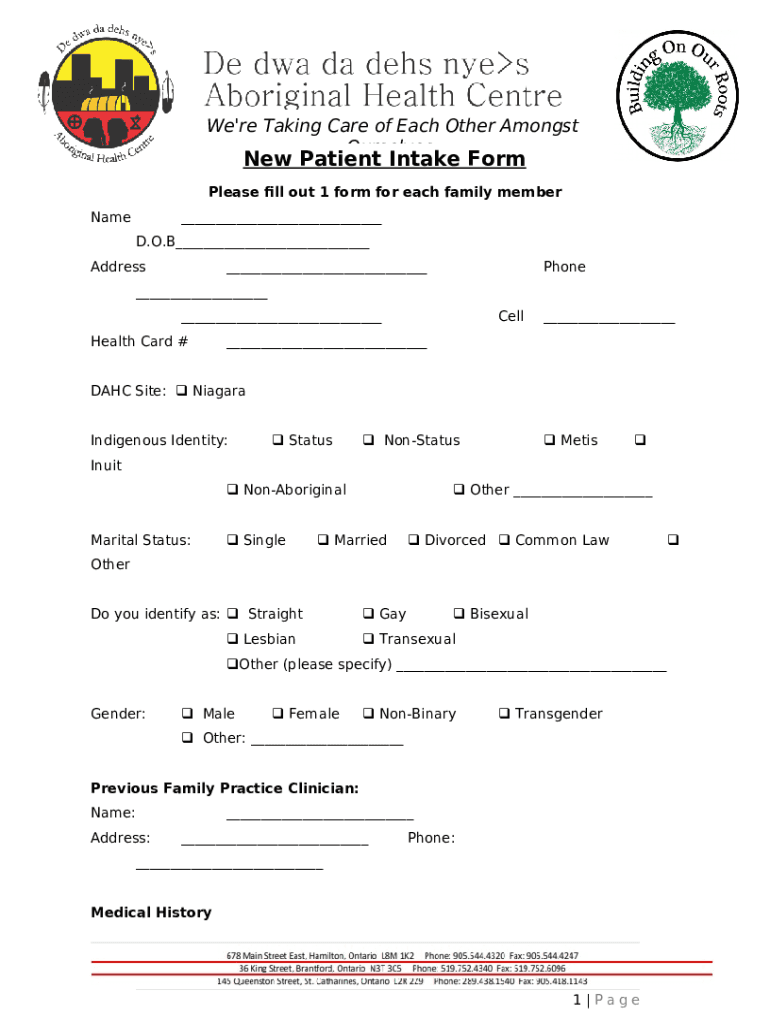 Download New Patient Intake Doc Template | pdfFiller