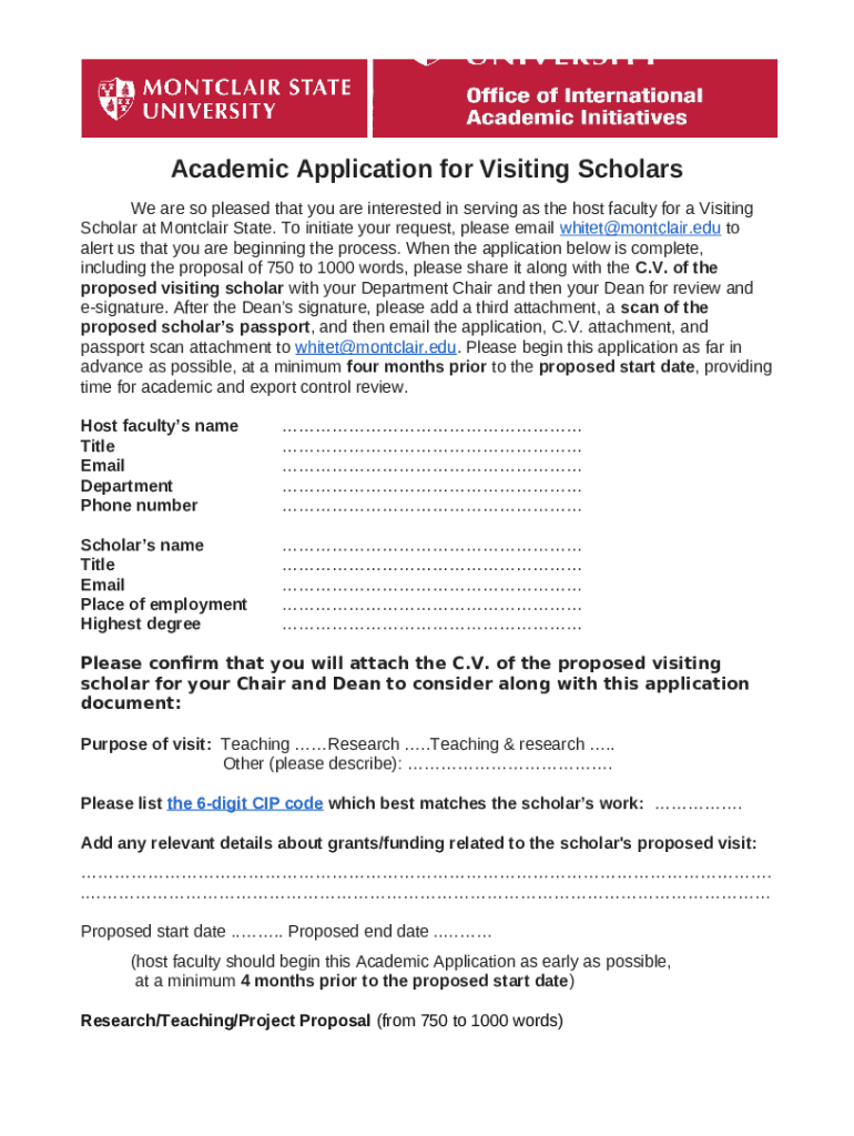 Visiting Scholar and DS-2019 Application Doc Template | pdfFiller