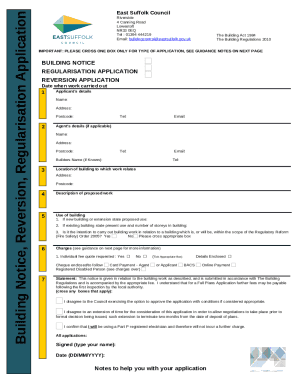 Enfield Building Regulations Regularisation Application Doc Template | pdfFiller