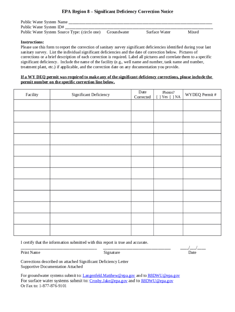 Significant Deficiency Correction Notice (docx) Doc Template | pdfFiller