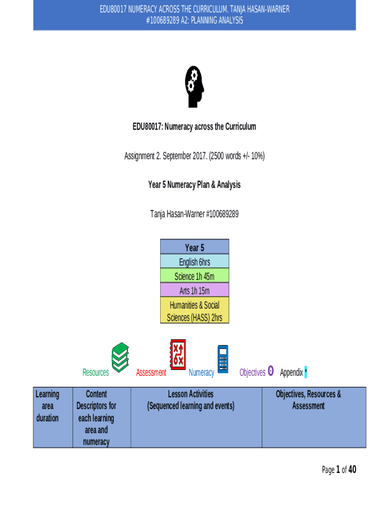 Numeracy Across the Curriculum in Australian Schools Doc Template ...