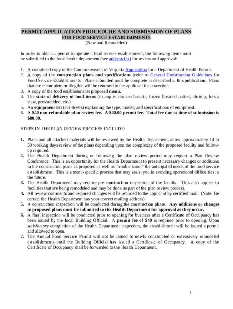 PERMIT APPLICATION PROCEDURE AND SUBMISSION OF PLANS Doc Template ...