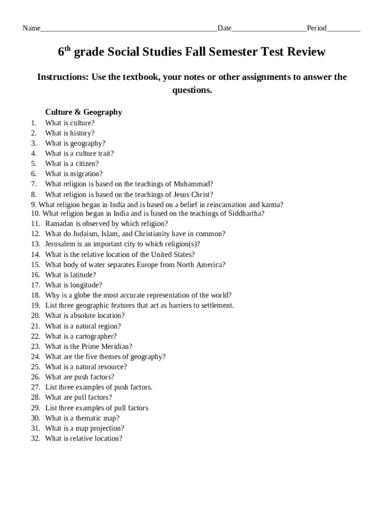 Grade 06 Social Studies Unit 01 Exemplar Lesson 01 Doc Template | pdfFiller