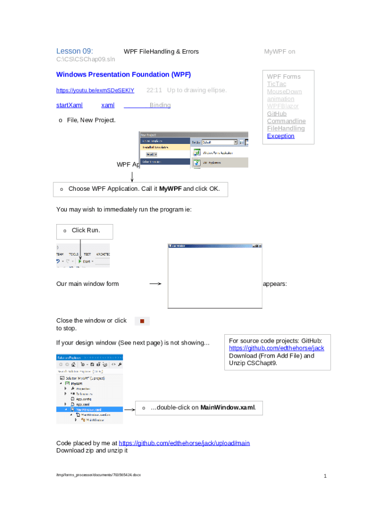 Create a new app with Visual Studio tutorial - WPF .NET Doc Template ...