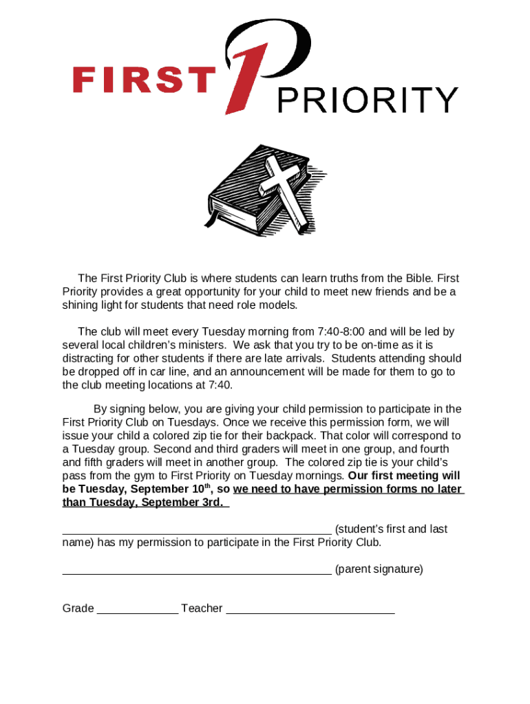 First Priority Permission Doc Template | pdfFiller