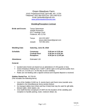 Wedding/Reception Contract Doc Template | pdfFiller