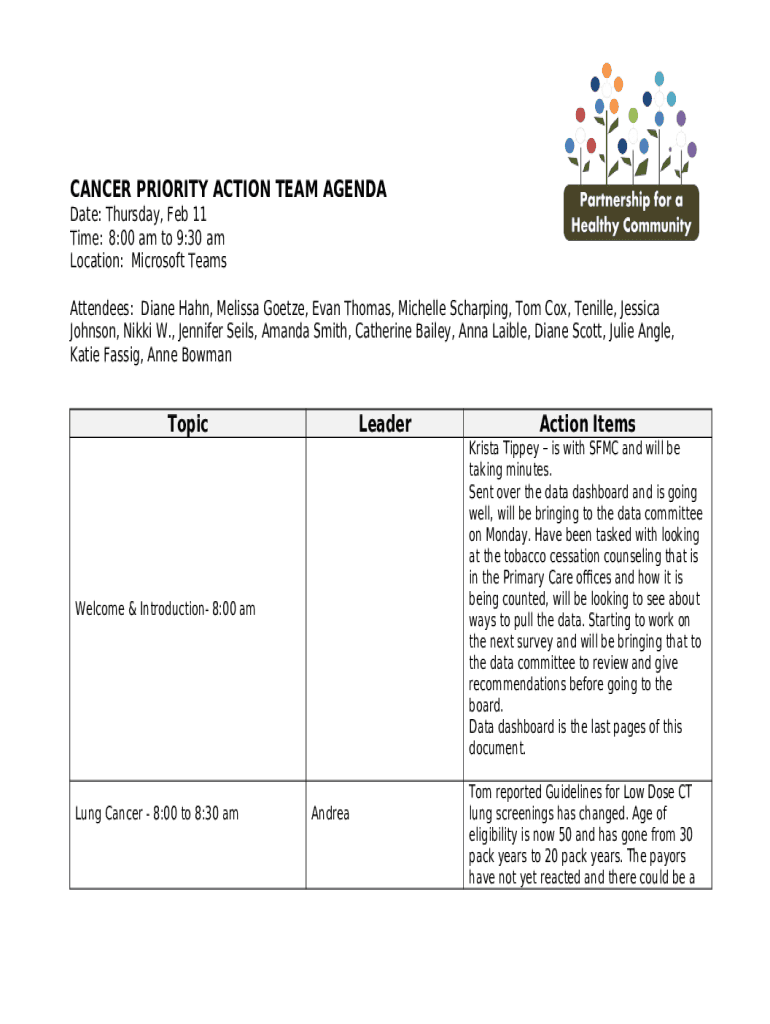 Cancer (breast, lung, colorectal) Doc Template | pdfFiller