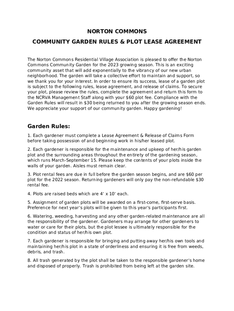 norton commons community garden rules & plot lease ... Doc Template ...