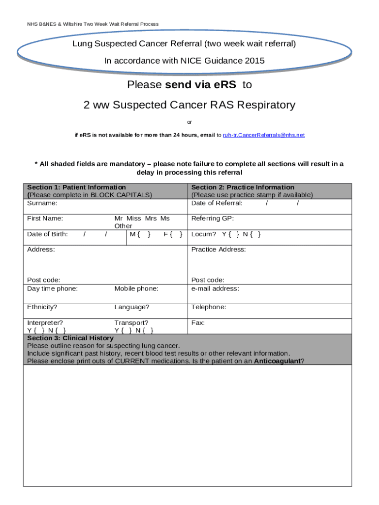 Cancer Referral s - ruh nhs Doc Template | pdfFiller