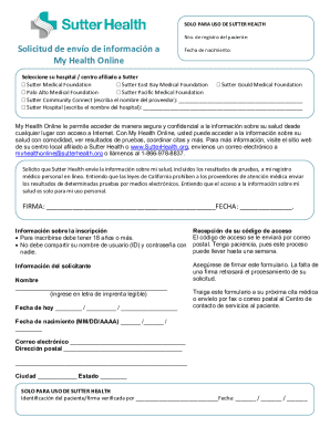 Completable En línea Solicitud de envo de informacin a My Health Online ...