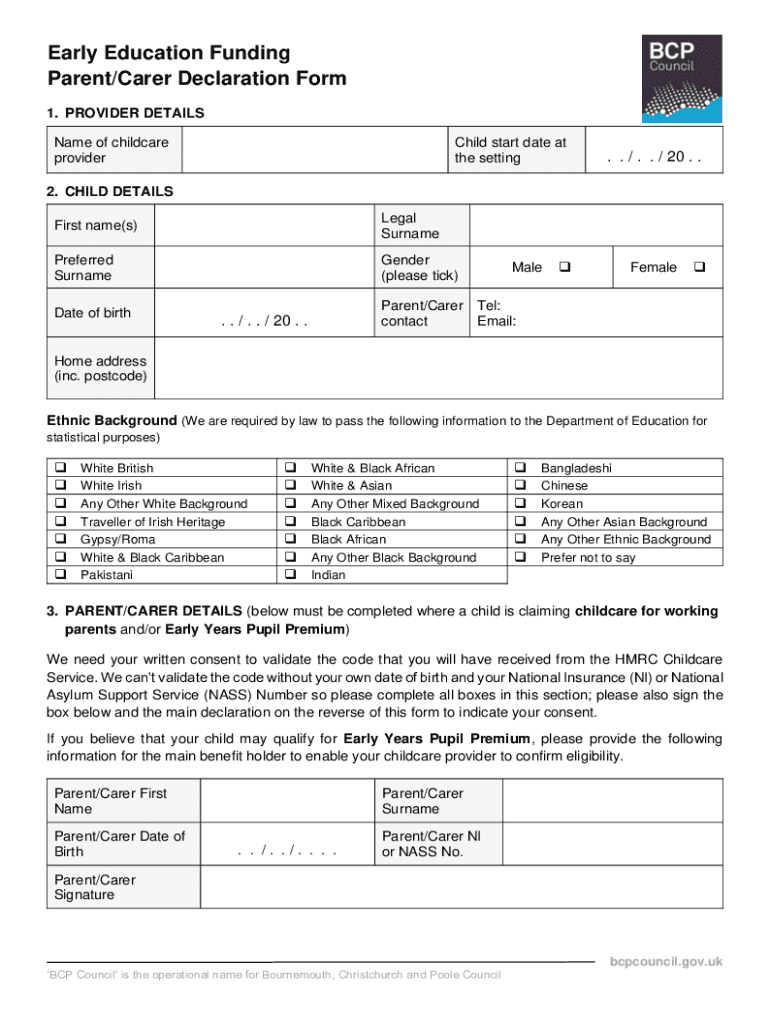 Fillable Online bcp-parent-declaration-form Fax Email Print - pdfFiller