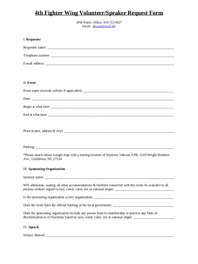 Mobile FBI Speaker/Presenter Request Doc Template | pdfFiller