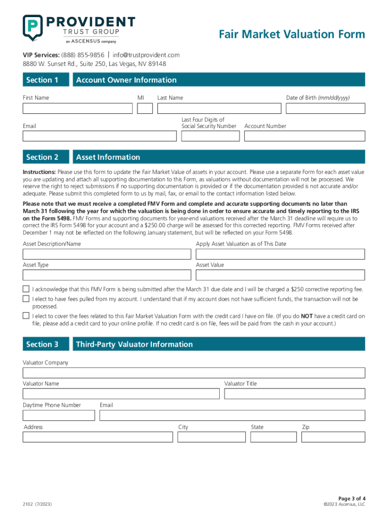 Fillable Online Fair Market Valuation (FMV) Form (Esign) Fax Email ...