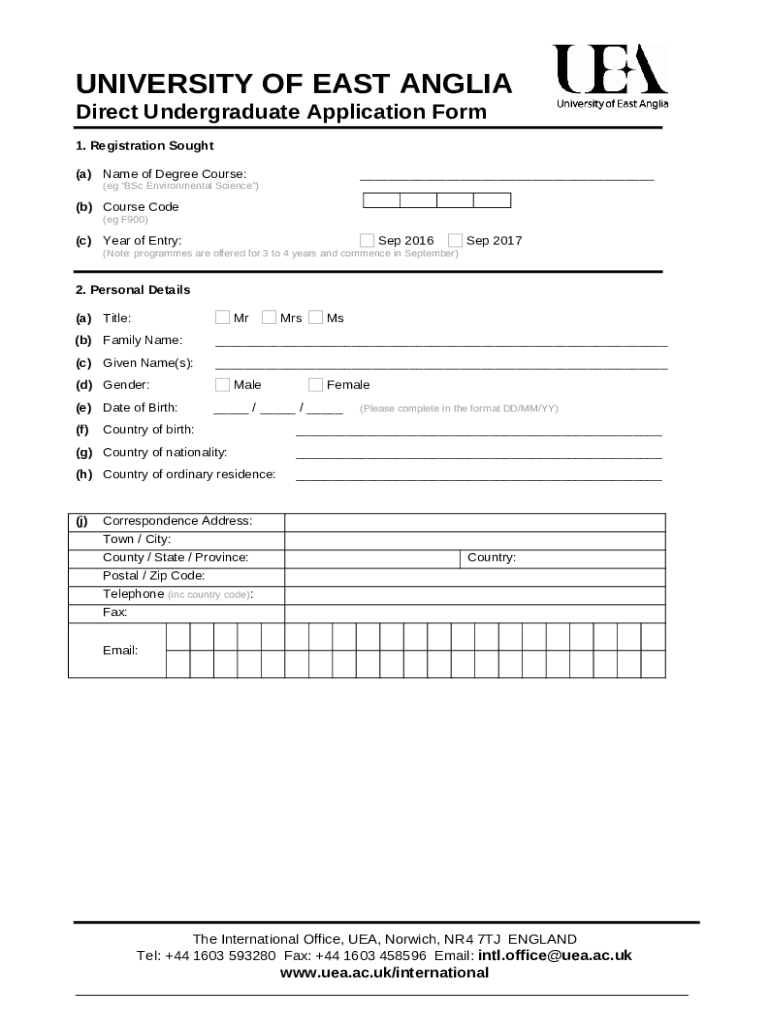 Direct Undergraduate Application Doc Template | pdfFiller