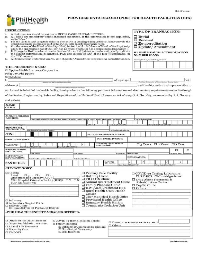 Provider Data Record Philhealth - Fill Online, Printable, Fillable ...