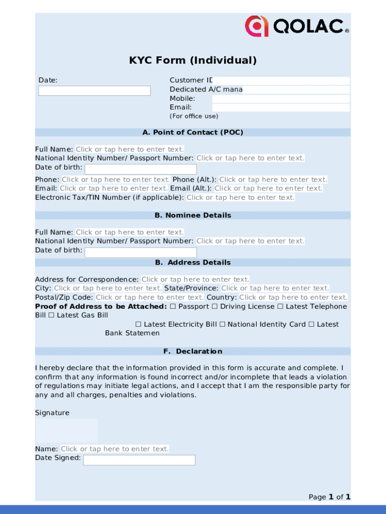 KYC (Individual) Doc Template | pdfFiller