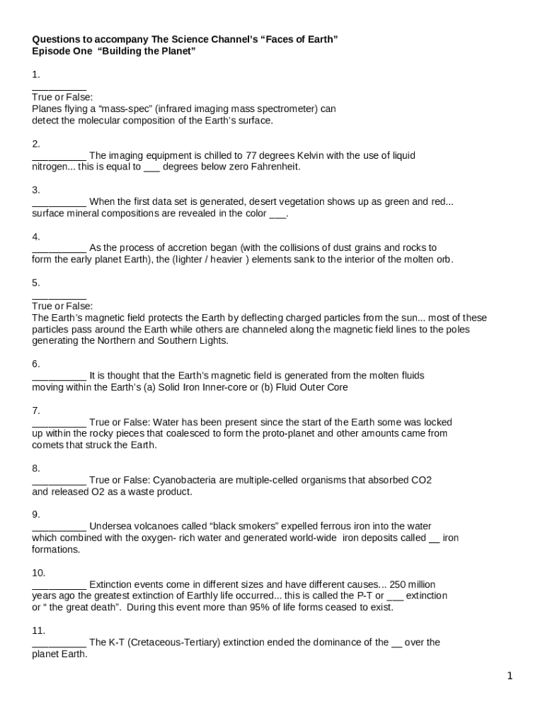 Questions to accompany The Science Channel's Faces of ... Doc Template ...