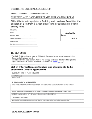 Fill in this to apply for a Building and Land use Permit for the ...