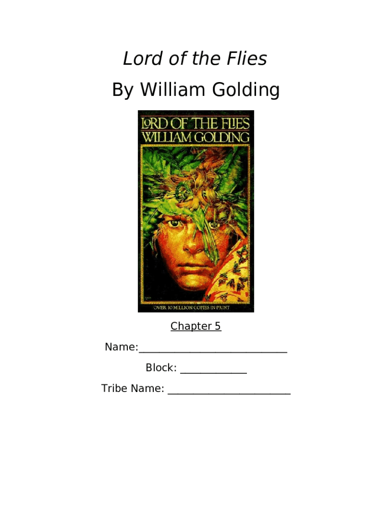 Lord of the Flies by William Golding: Chapter 5 Summary Doc Template ...