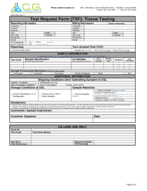 Tissue Testing Doc Template | pdfFiller