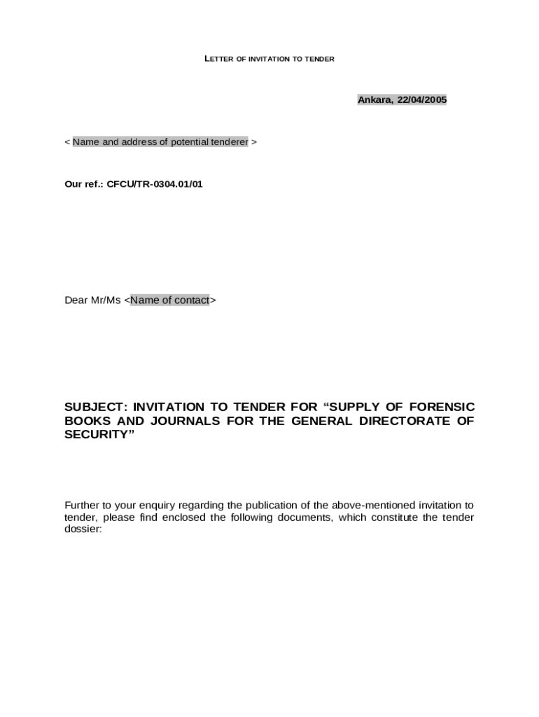 Clarifications No.1 to Tender Dossier Doc Template | pdfFiller