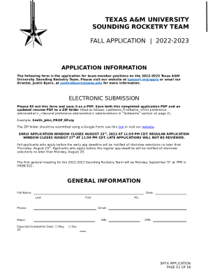 TAP Application sTexas A&M University Doc Template | pdfFiller