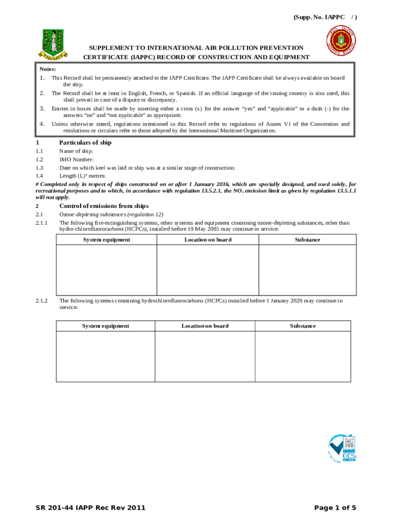 international air pollution prevention certificate Doc Template | pdfFiller