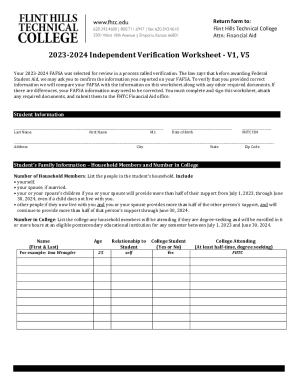 Fillable Online V1/V5 2023-2024 Independent Verification Worksheet Fax Email Print - pdfFiller