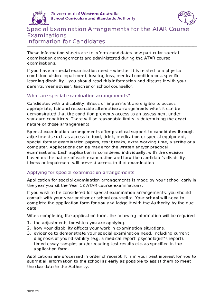Schools' Guide to Special Provisions in ATAR Course - SCSA - senior-secondary scsa wa edu Doc ...