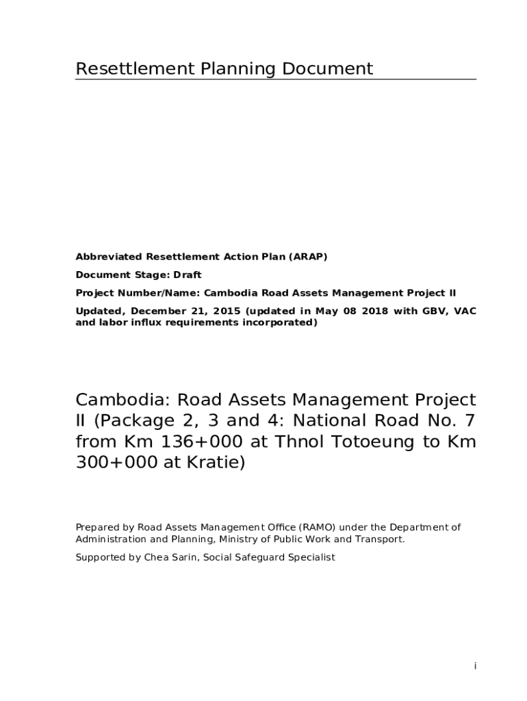 Abbreviated Resettlement Action Plan (ARAP) for the ... Doc Template ...